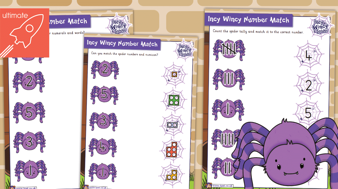 Teacher's Pet » Incy Wincy Spider Number Match
